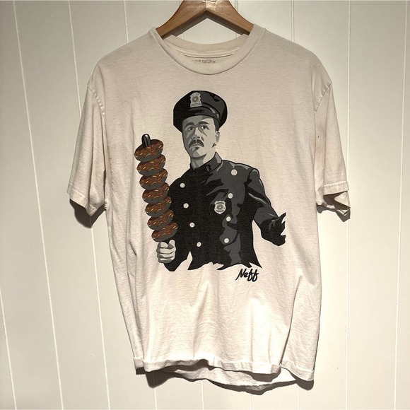 Neff | Shirts | Rare Vintage Neff Tshirt Police With Donut Night Stick ...